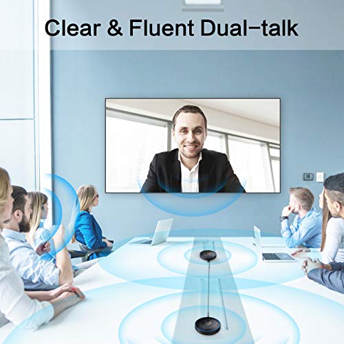 EMEET Bluetooth Speakerphone -Daisy Chain/Use Alone up to 16 attendees, M220 Professional Wireless Speakerphone 360°Voice Pick-up 8 AI Noise Cancellation Mics Skype Speakerphone for Conference Calls