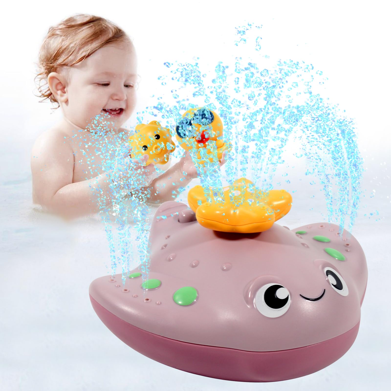Bath Toys, Whale Bath Toy Sprinkler, Stingray Automatic Spray Water, Induction Sprinkler Bathtub Baby Toys for Infants Toddlers, Pool Bathroom Baby Toy Boys & Girls Gift
