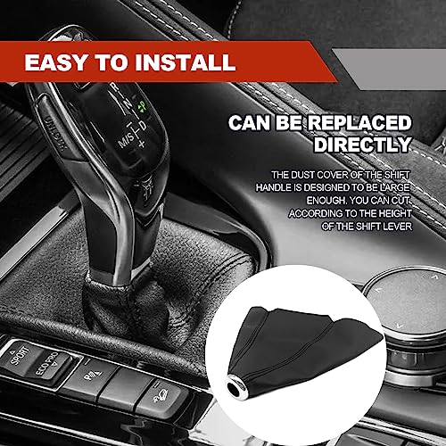 Vrasly Universal Car Shift Knob dust Cover Black, Shift Knob dust Cover Black PU Leather Manual/Auto Shifter Shift Boots Cover, Compatible with Most Car Truck,SUV