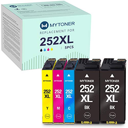 MYTONER Remanufactured Ink Cartridge Replacement for Epson 252 252XL Ink for Epson Workforce WF-7620 WF-7710 WF-3640 WF-3630 WF-3620 WF-7610 WF-7110 Printer (Big-Black Cyan Magenta Yellow,5-Pack)
