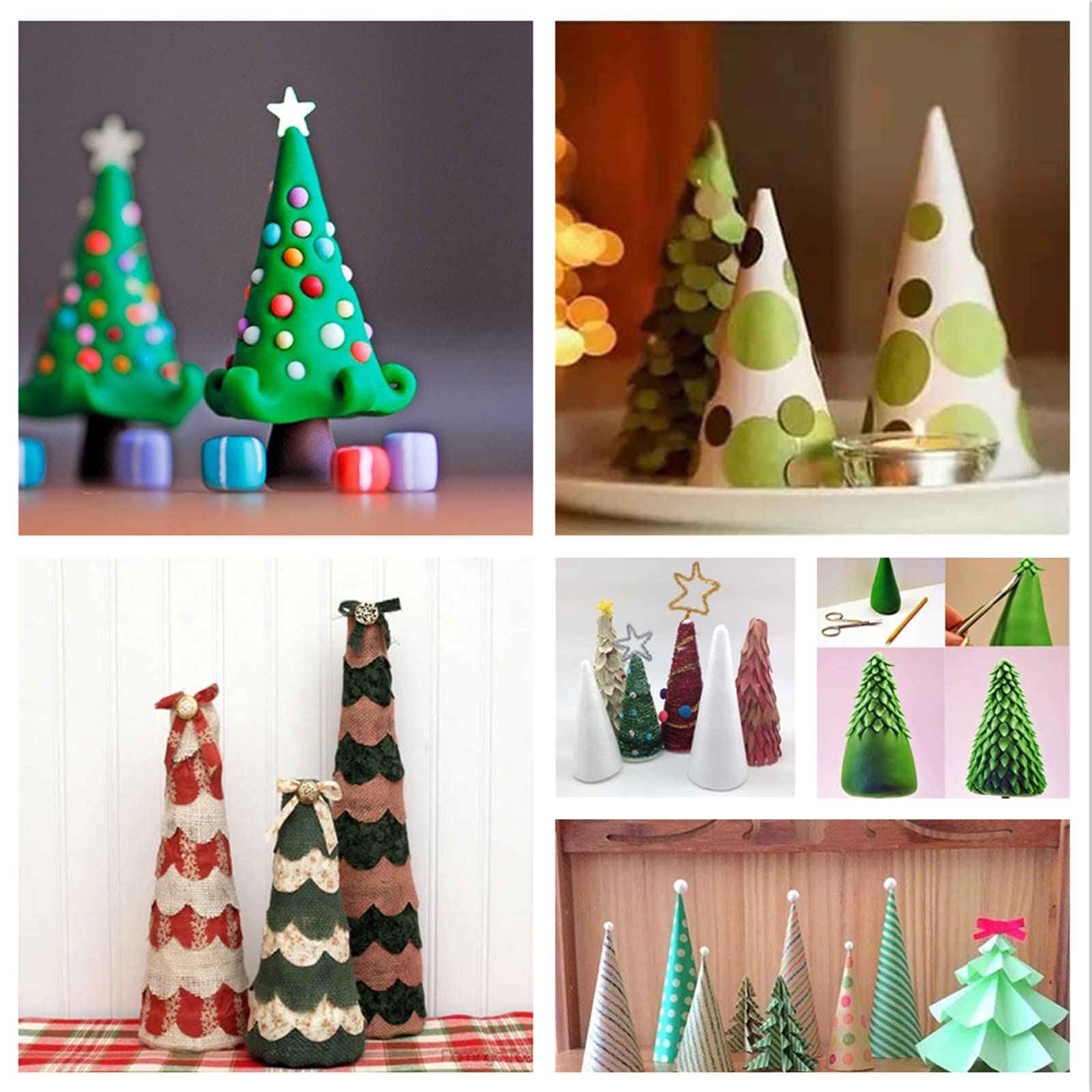 Crafjie Foam Cones for DIY Arts and Crafts (3.75 x 9.7 in, 16 Pack), White Polystyrene Foam Cones Christmas Tree Craft Supplies, for DIY Home Craft Project, Christmas Tree, Table Centerpiece