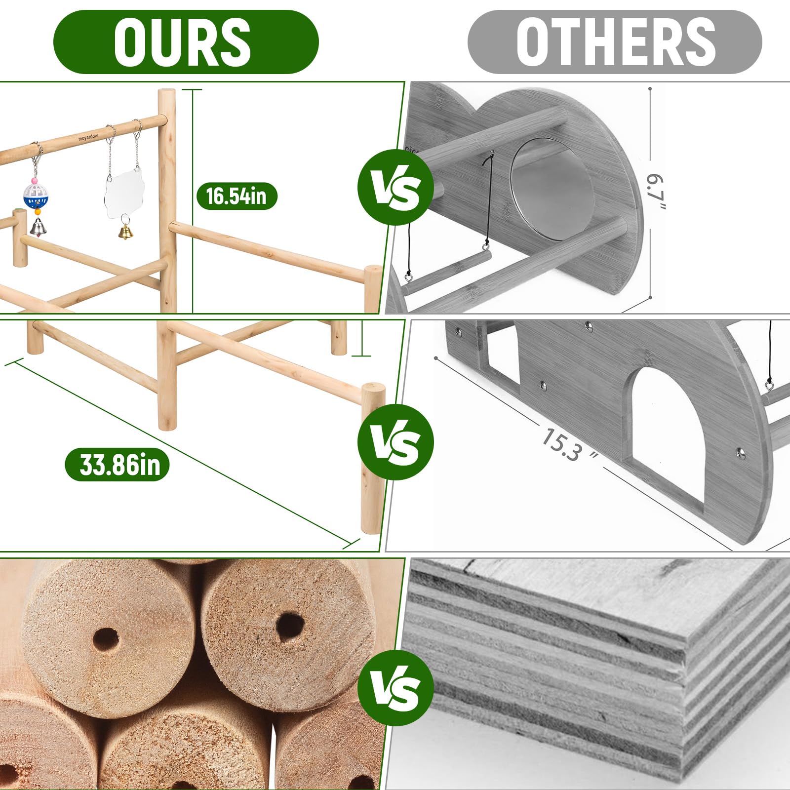 Chicken Perch Strong Pine Wooden Chick Jungle Gym Roosting Bar, Large ChickTraining Perch Toys for Baby Chicks, Chick Perch for Coop and Brooder for Large Bird, Chicks, Parrot