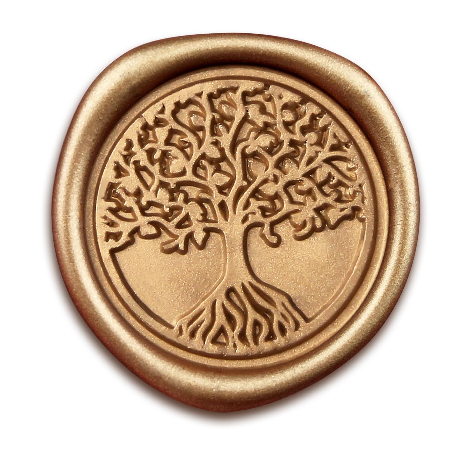 50 Pcs Gold Wax Seal Stickers, Gold Adhesive Envelope Sealing Stickers Decoration for Christmas Gift, Wedding Invitaion, Birthday Party (Life Tree Style)