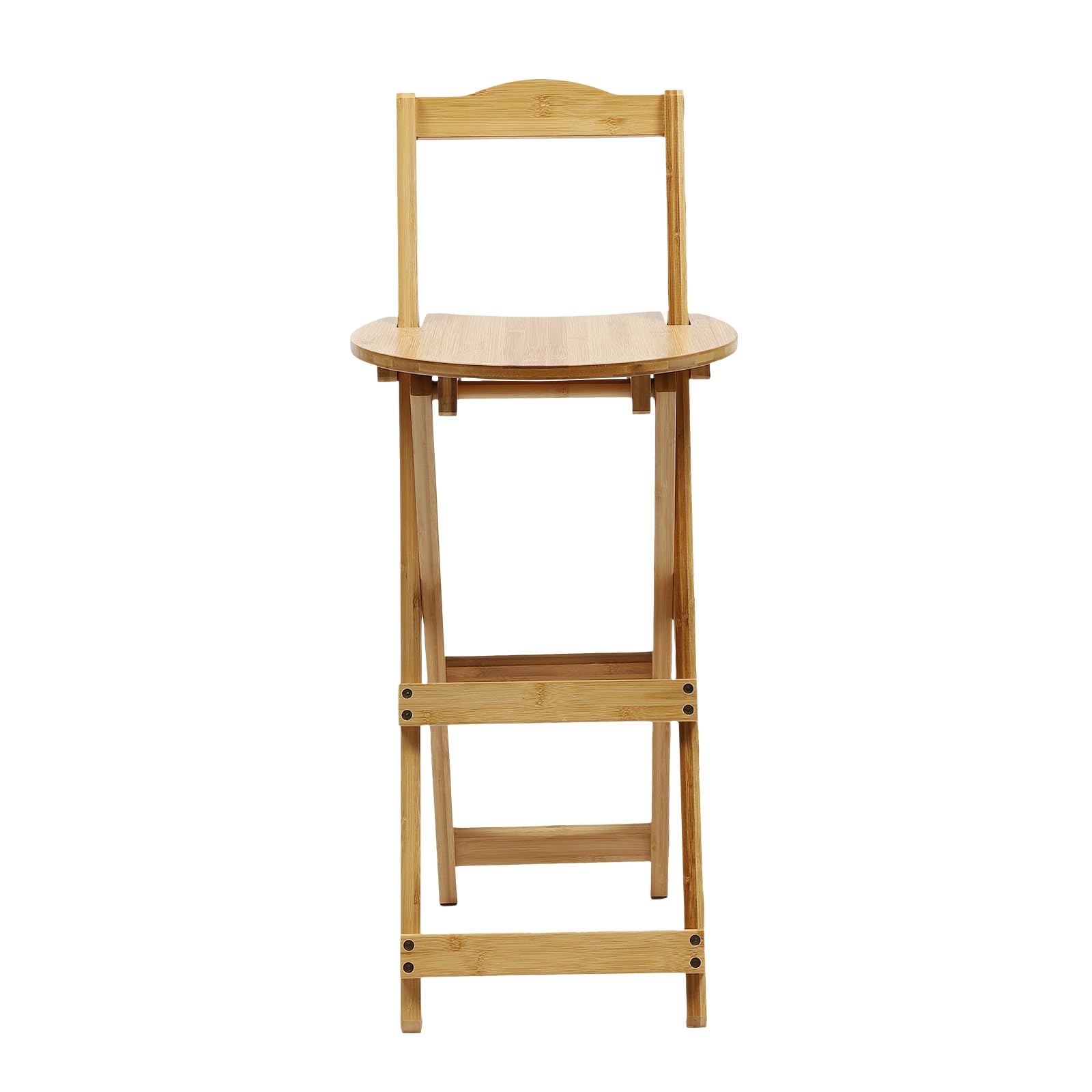 Leblett Bamboo Portable Folding Stool,Tall Chair,Foldable Bar Stool,X-Shaped Kitchen Stool Bar Height,High Stool Chair for Kitchen Counter,with Ergonomic Backrest,Max Load Capacity 100Kg/220.46Lbs