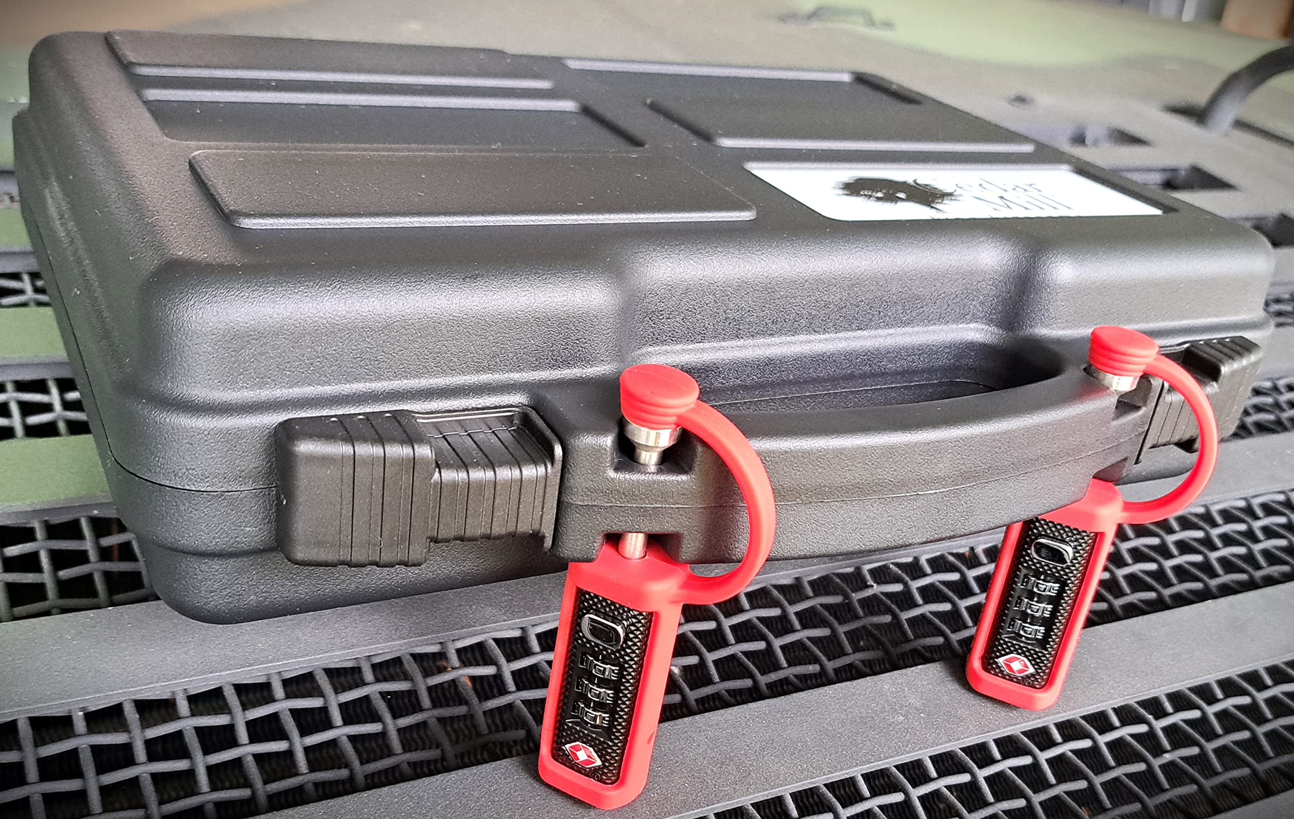 1x Black, 1x Red TSA Approved Tactical Gun Case Locks | Protective Rubber Sleeve & Cut-Resistant MonoShaft | Secure Single Shaft Padlock for Guns Luggage Rifles Pistols & Revolver Cases - Child Safe