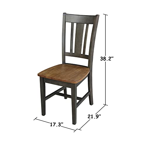 IC International Concepts 42-Inch Round Drop Leaf Dining Table Set with 4 Chairs, Ideal for Small Spaces and Dining Rooms - Hickory/Washed Coal Finish