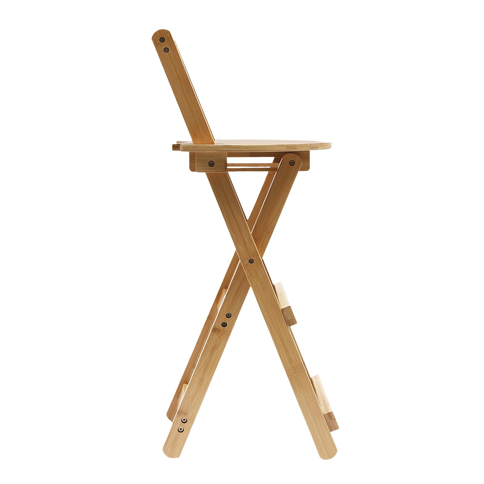 Leblett Bamboo Portable Folding Stool,Tall Chair,Foldable Bar Stool,X-Shaped Kitchen Stool Bar Height,High Stool Chair for Kitchen Counter,with Ergonomic Backrest,Max Load Capacity 100Kg/220.46Lbs