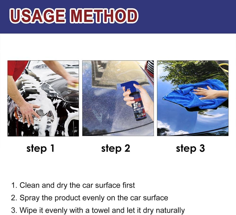 ZMPDJG 2023 New Multi-functional Coating Renewal Agent, Car Coating Agent Spray, 3 in 1 High Protection Quick Car Coating Spray, Plastic Parts Refurbish Agent, Fast-Acting Coating Spray (3Pcs)