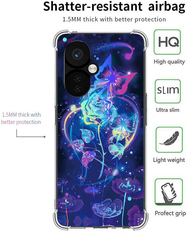 Nord N30 5G Case Compatible with Oneplus Nord N30 5G Phone Case Cover [with Tempered Glass Screen Protector][Hard PC + Soft Silicone][Colorful Reflect Light] IMDL-LMG