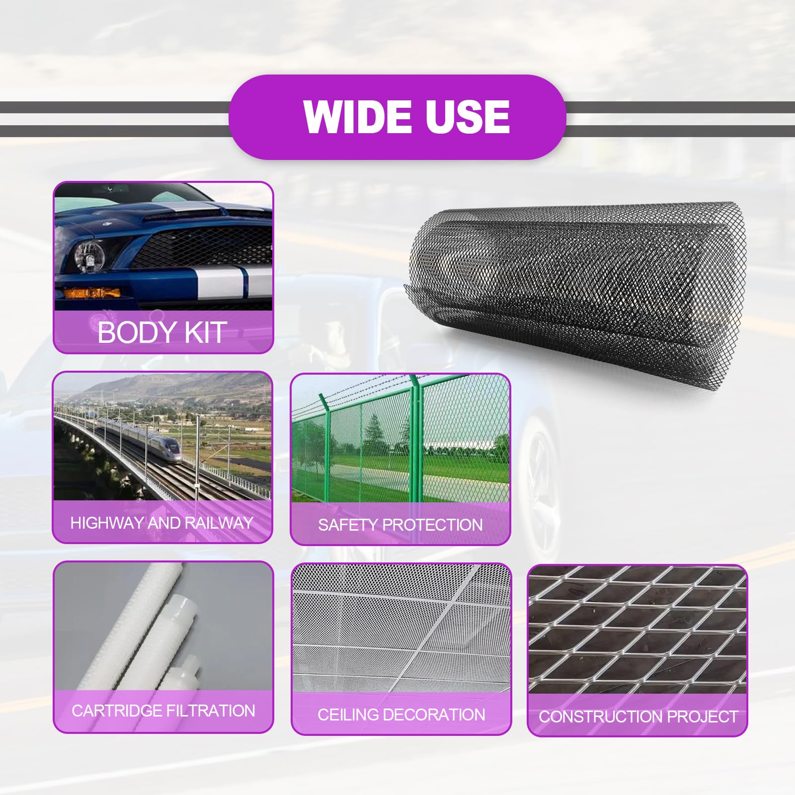 Universal 40"x13" Car Grill Mesh - Aluminum Alloy Automotive Grille Insert Bumper 4x8mm Rhombic Hole, 100x33cm Automotive Grille Insert Bumper, Multifunctional Grille Mesh Roll, Fit for Car Bumper