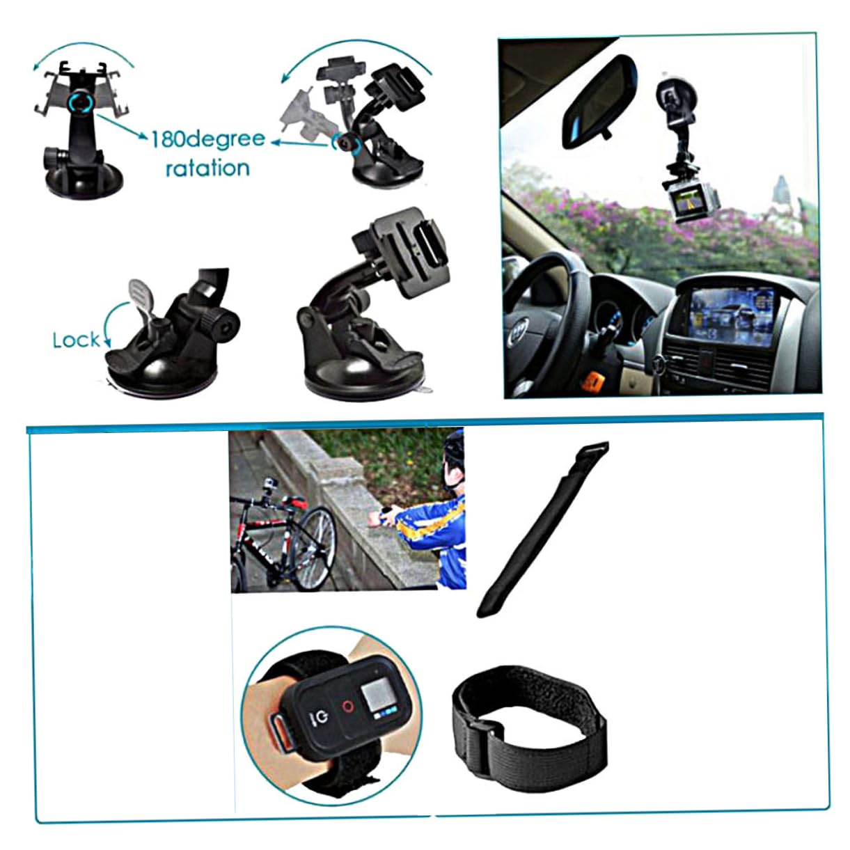 UKCOCO Selfie Stick Action Camera Accessories Kit 42-in-1 Sports Camera Set for Outdoor Activities Camera Accessory