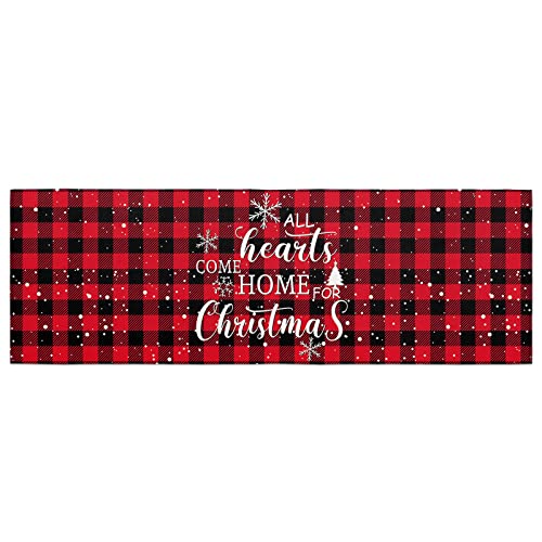 Kitchen Mats fo Floor, All Hearts Come Home for Christmas Red and Black Plaid Backed Rubber Dots Rugs,Non Slip,Absorbant Runner Rugs for Hallway Entryway,Kitchen,Laundry 1 pcs 18x47.2 Inch