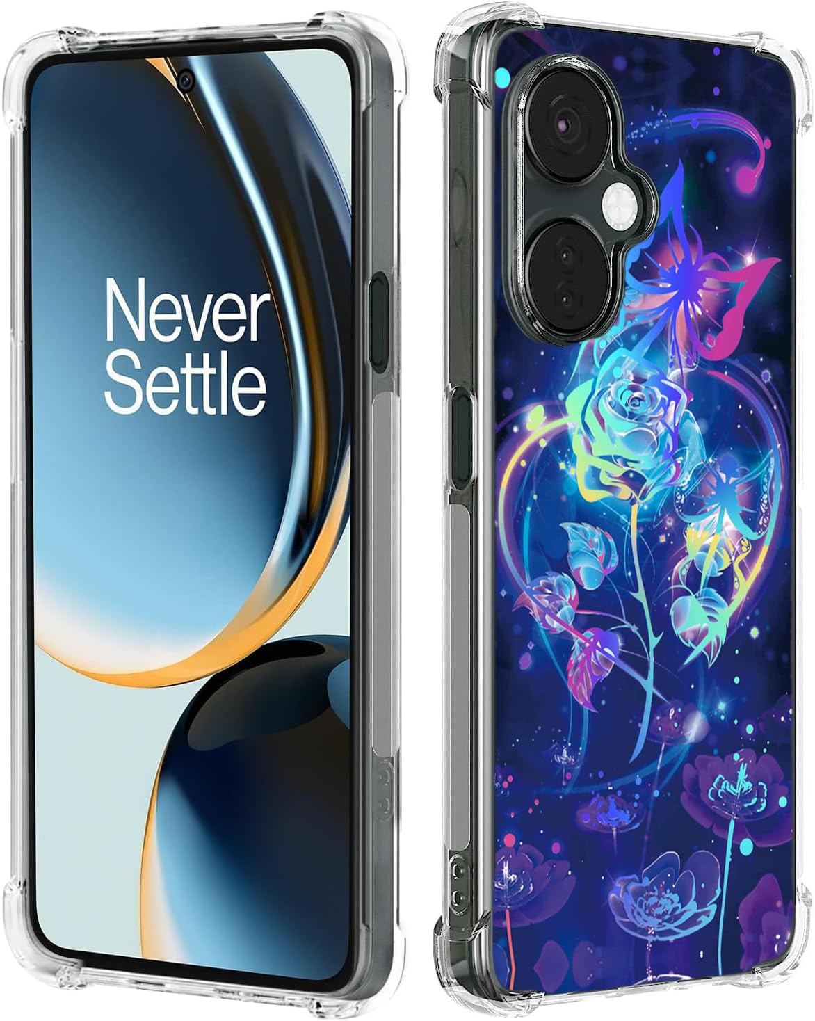 Nord N30 5G Case Compatible with Oneplus Nord N30 5G Phone Case Cover [with Tempered Glass Screen Protector][Hard PC + Soft Silicone][Colorful Reflect Light] IMDL-LMG