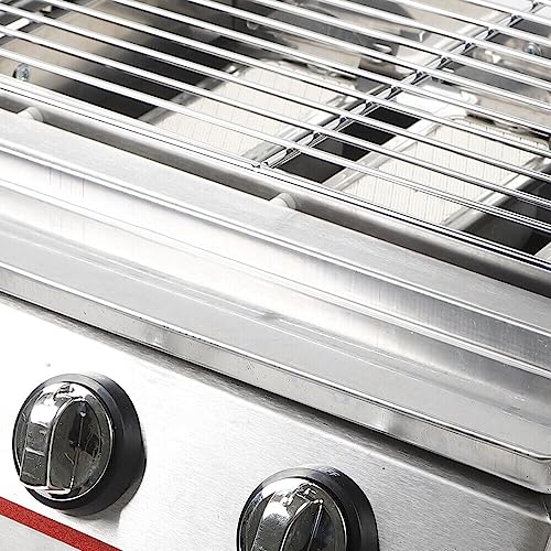 BBQ Portable Tabletop Gas Grill,3 Head Burner Stainless Steel Grill Outdoor,Smoke Free Stove Adjustable height LPG BBQ Grill Cooker,Indoor Best for Backyard Buffet Gourmet Kit