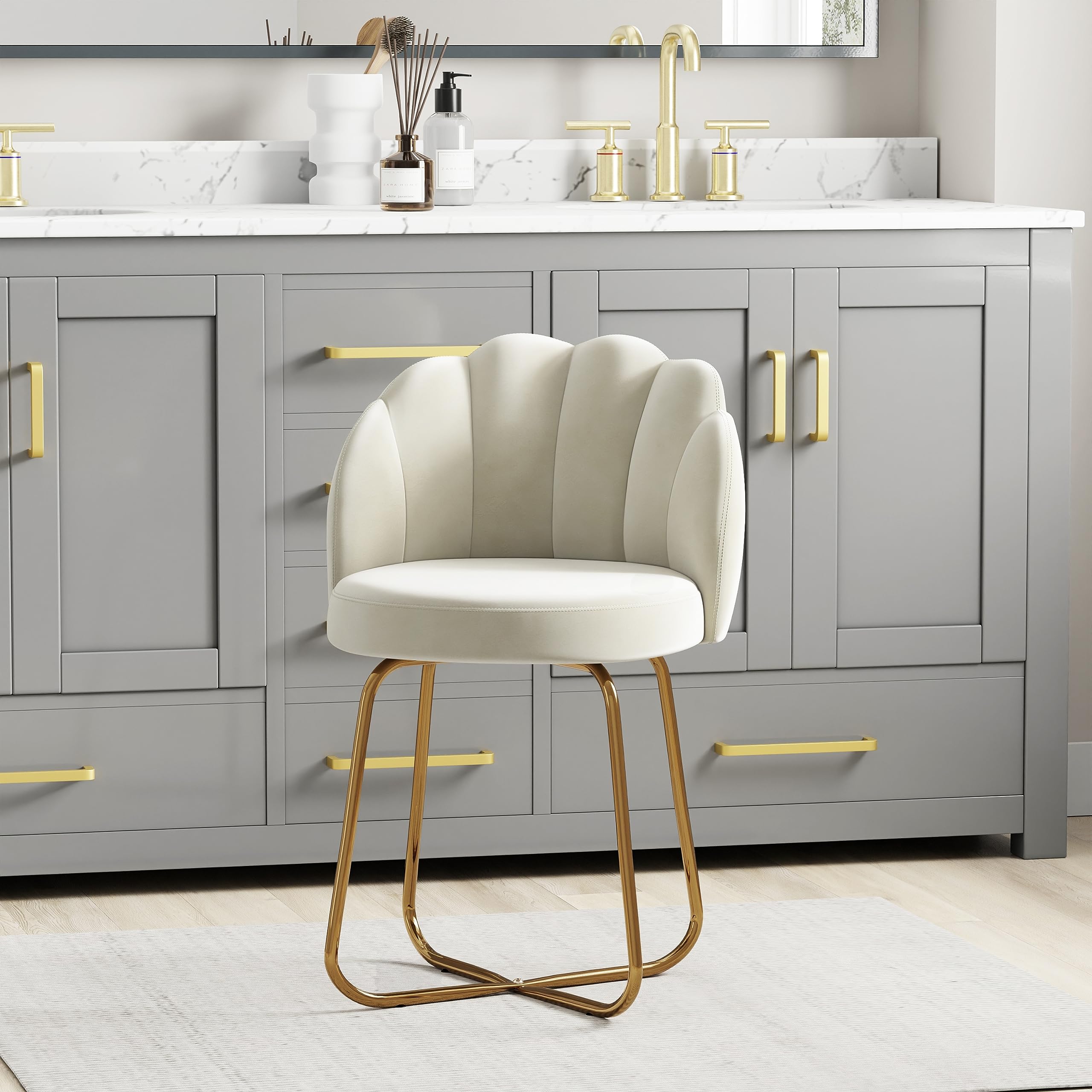 Hillsdale Catalina Vanity Stool for Make-up Rooms and Bathrooms, White