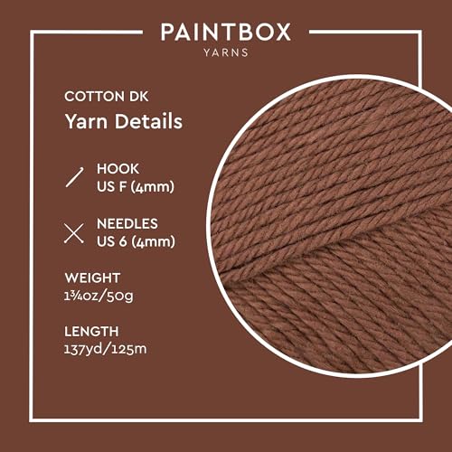 Paintbox Yarns 100% Cotton DK Yarn 1.76oz (50g), 137 Yards (125m) - Coffee Bean Wool for Crochet, Knitting - Soft, Lightweight Double Knit Yarn for Clothes