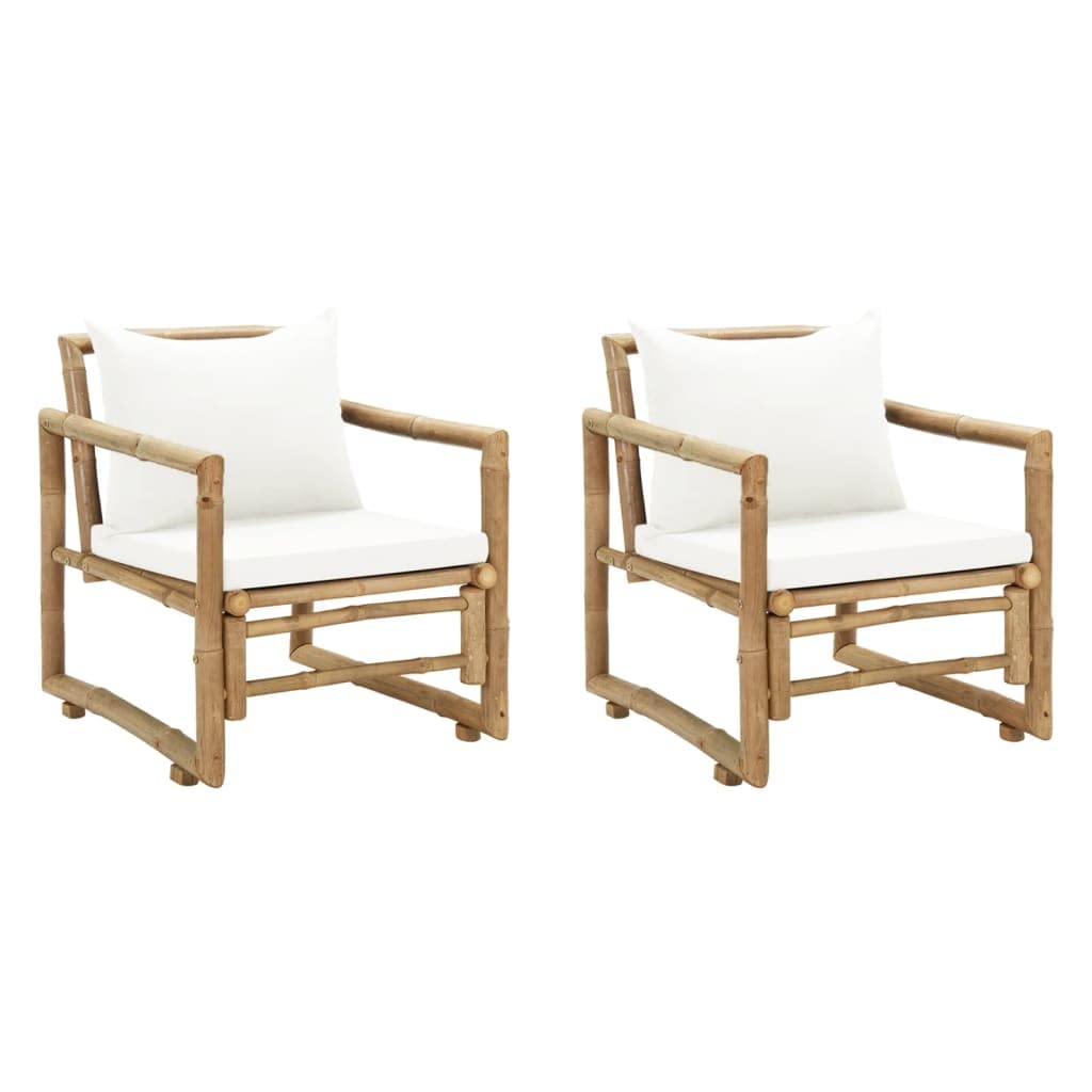 Youuihom Patio Chairs Camping Chair Patio Lounge Chair Beach Chairs Garden Chair 2 pcs with Cushions and Pillows Bamboo Suitable for Yard, Backyard, Lawn, Porch, Poolside