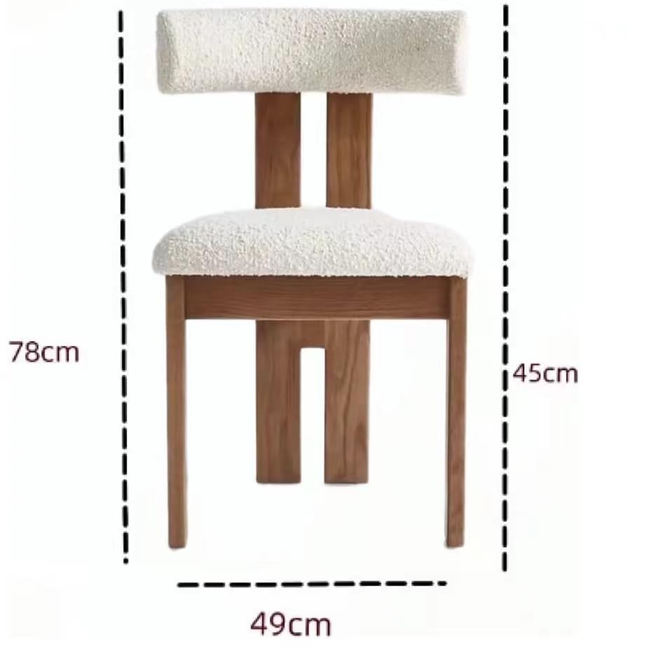 KLOVIA Mid Century Dining Chairs Set of 4 Comfortable PU Wooden Side Chairs with Sherpa Upholstered Curved Open Back Farmhouse Kitchen Chairs Set for Indoor/Living Room/Anteroom, Brown (A01)