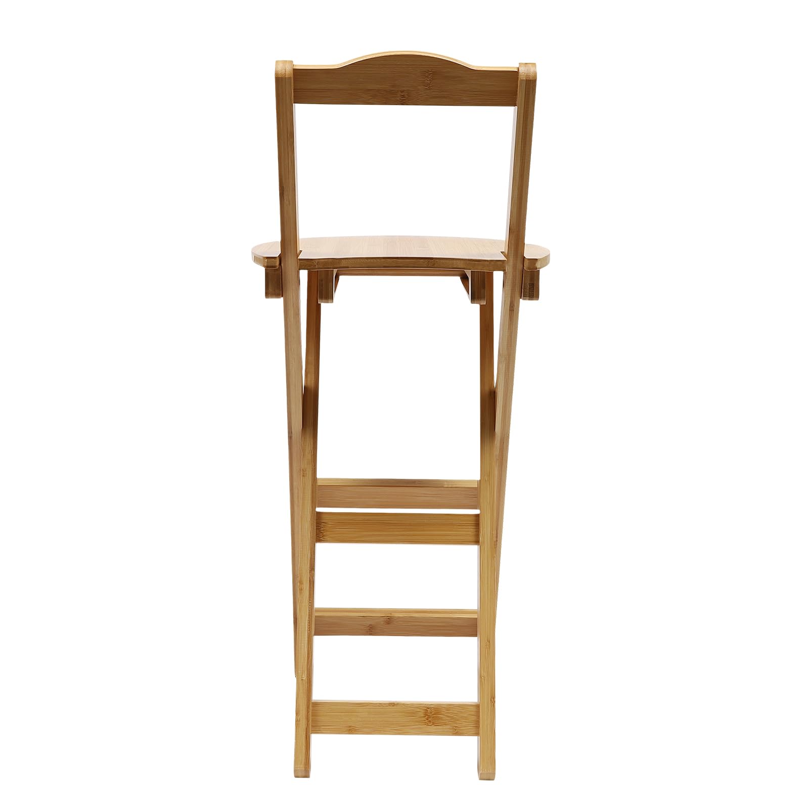 Leblett Bamboo Portable Folding Stool,Tall Chair,Foldable Bar Stool,X-Shaped Kitchen Stool Bar Height,High Stool Chair for Kitchen Counter,with Ergonomic Backrest,Max Load Capacity 100Kg/220.46Lbs
