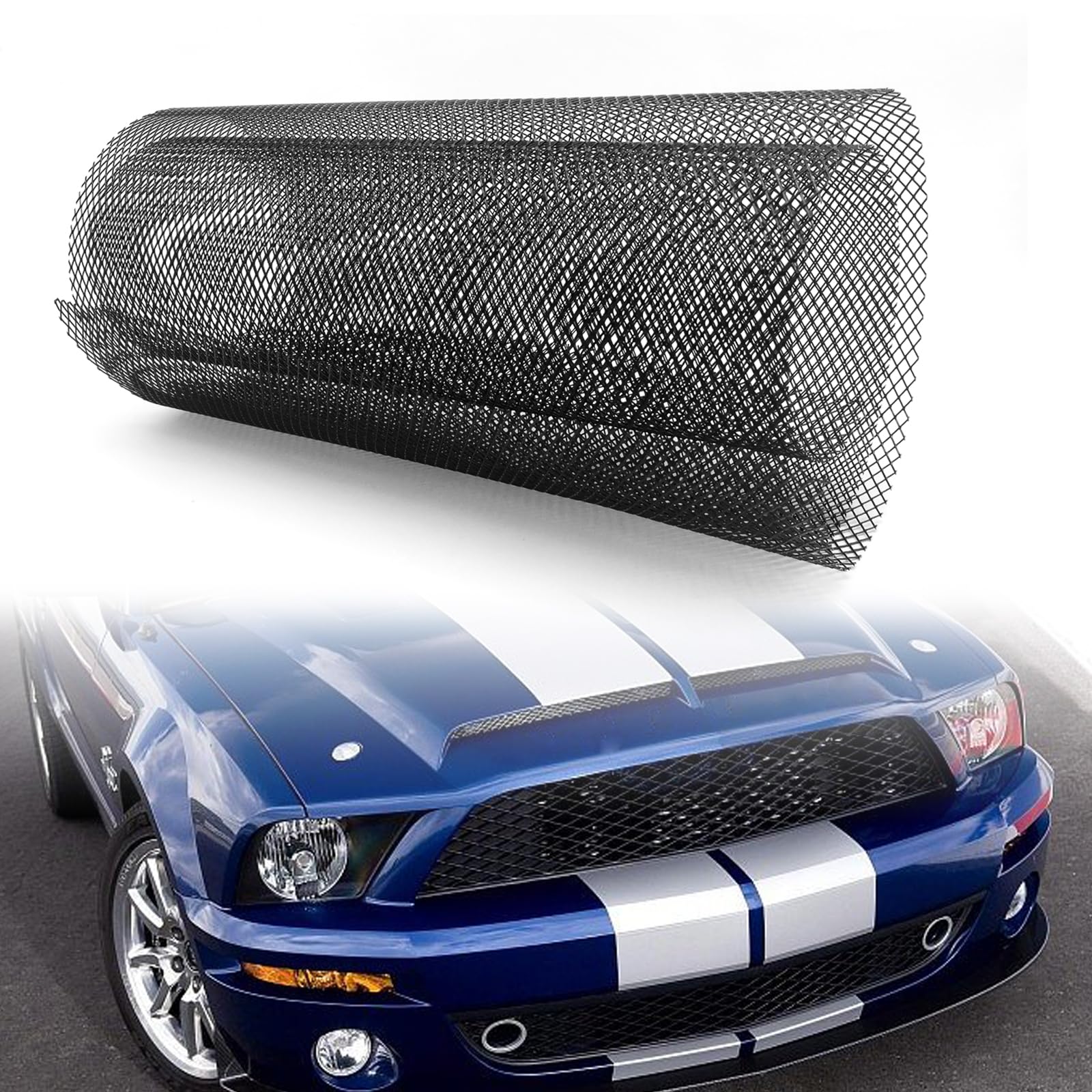 Universal 40"x13" Car Grill Mesh - Aluminum Alloy Automotive Grille Insert Bumper 4x8mm Rhombic Hole, 100x33cm Automotive Grille Insert Bumper, Multifunctional Grille Mesh Roll, Fit for Car Bumper