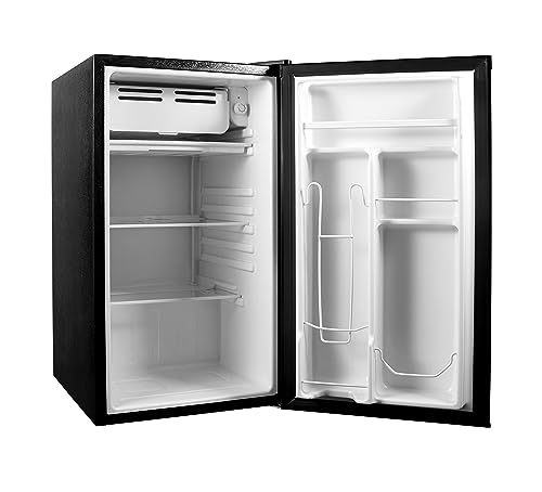 Emerson 3.2 Cu. Ft. Compact Single Door Refrigerator: Ample Storage, Customized Temperature Control, Separate Chiller Compartment and Reversible Door Design, CR0032B, Black