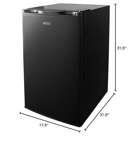 Emerson 3.2 Cu. Ft. Compact Single Door Refrigerator: Ample Storage, Customized Temperature Control, Separate Chiller Compartment and Reversible Door Design, CR0032B, Black