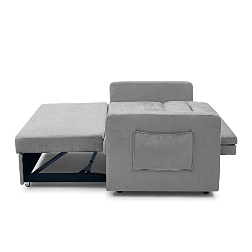 YUNLife&Home Modern Upholstered Futon Loveseat Sofa Convertible to Sleeper Sofá Bed,Love Seat Chaise Lounge Couch Chair 2-Seat with Adjustable Backrest for Living Room Apartment Small Space