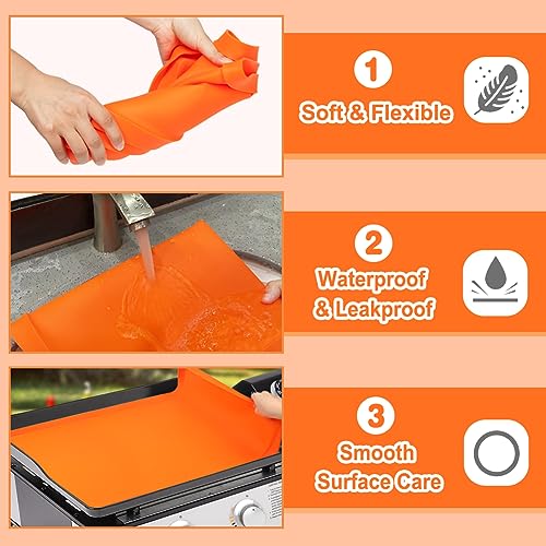 BYKITCHEN Silicone Griddle Mat for Blackstone 17 inch Griddle, Grill Cover for Small Blackstone Griddle, 17 inch Griddle Accessories, Outdoor Protective Portable Tabletop Silicone Griddle Cover