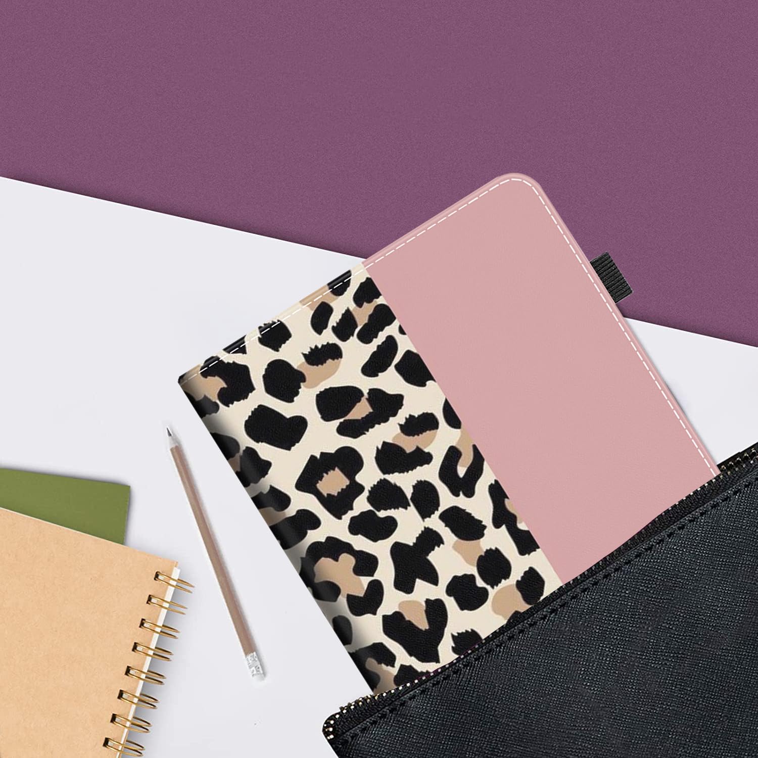 Case for Amazon Kindle Fire HD 8 Tablet 8"(12th/10th Generation, 2022/2020 Release) & HD 8 Plus Tablet，Slim Fit Foldable Standing Cover Case with Auto Sleep/Wake，Leopard Pink