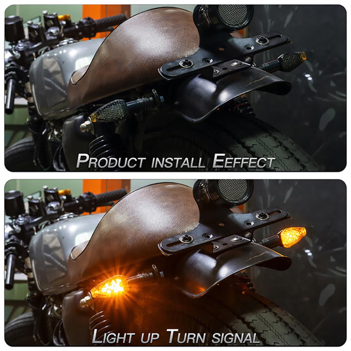 BESULEN Motorcycle Turn Signal Lights, 4Pcs Motorbike Turn Signals Indicators, 14 LED 12V LED Indicator Blinker, Amber Lamp LED Stalk Arrow Front Rear Lights (Black)