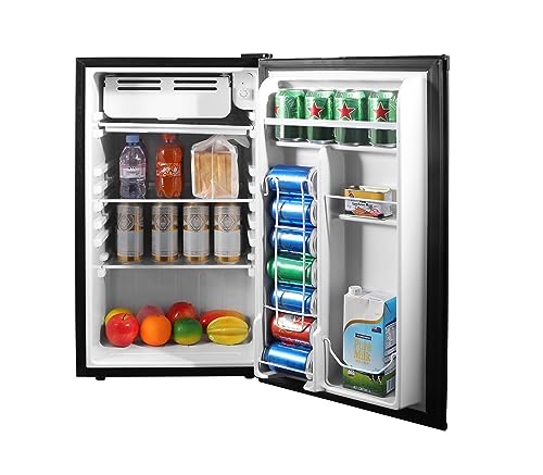 Emerson 3.2 Cu. Ft. Compact Single Door Refrigerator: Ample Storage, Customized Temperature Control, Separate Chiller Compartment and Reversible Door Design, CR0032B, Black