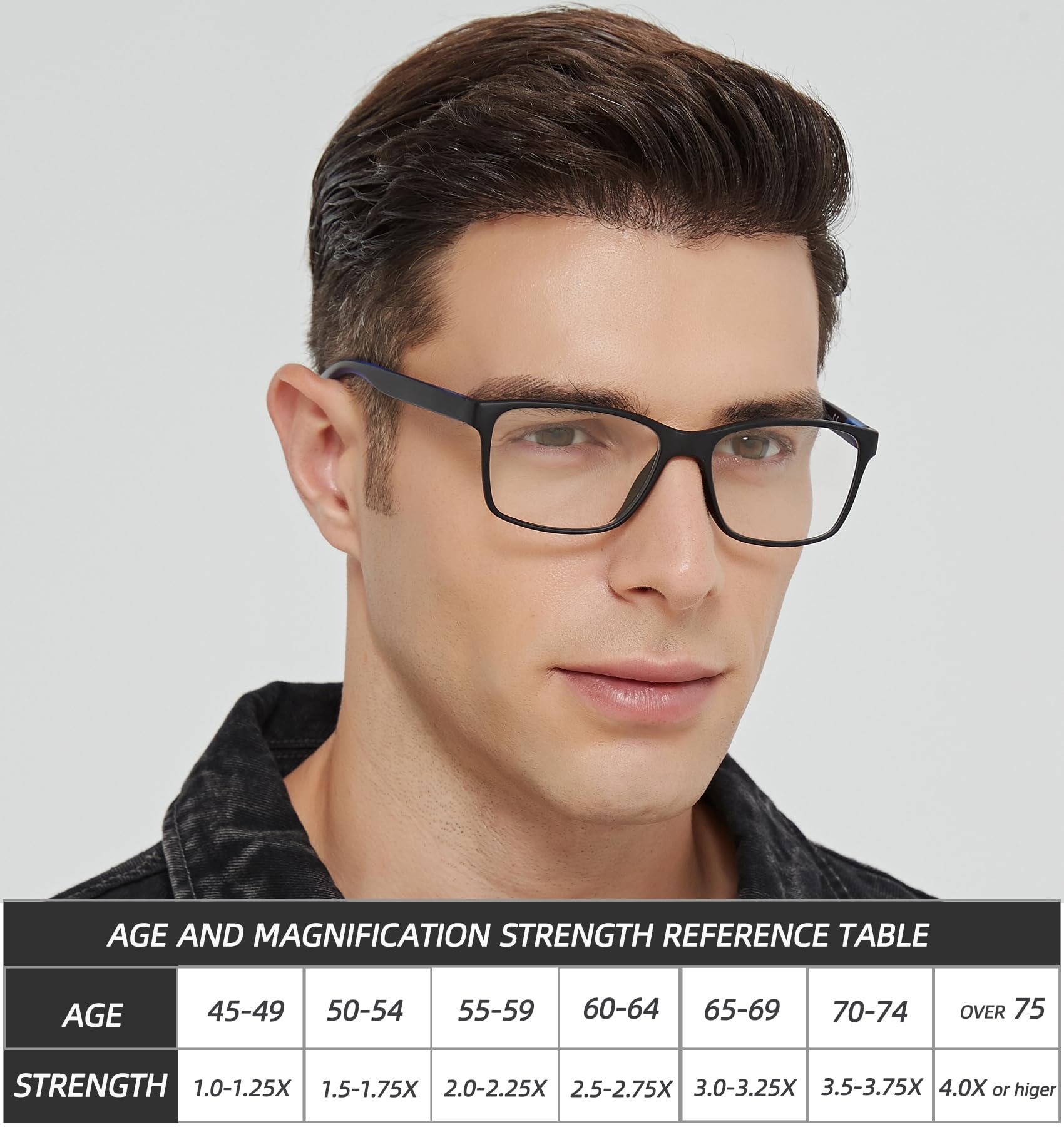 JJWELL 3 Pack Reading Glasses for Men Blue Light Blocking with Spring Hinge, Anti Eyestrain/Dryness/UV Large Wide Square Readers for Men, Two Tone Computer Reader Glasses Eyeglass(1.5 Strength)