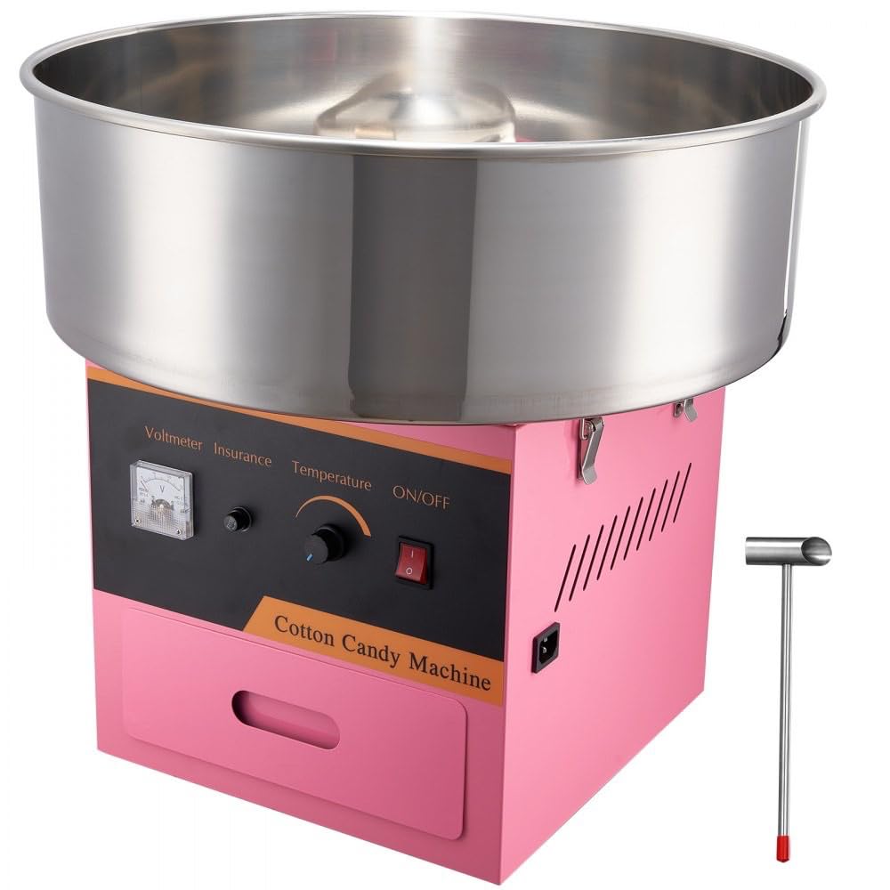 Pink Electric Cotton Candy Machine with Stainless Steel Bowl and Sugar Scoop - Perfect for Kids Birthday and Family Party - Candy Floss Maker