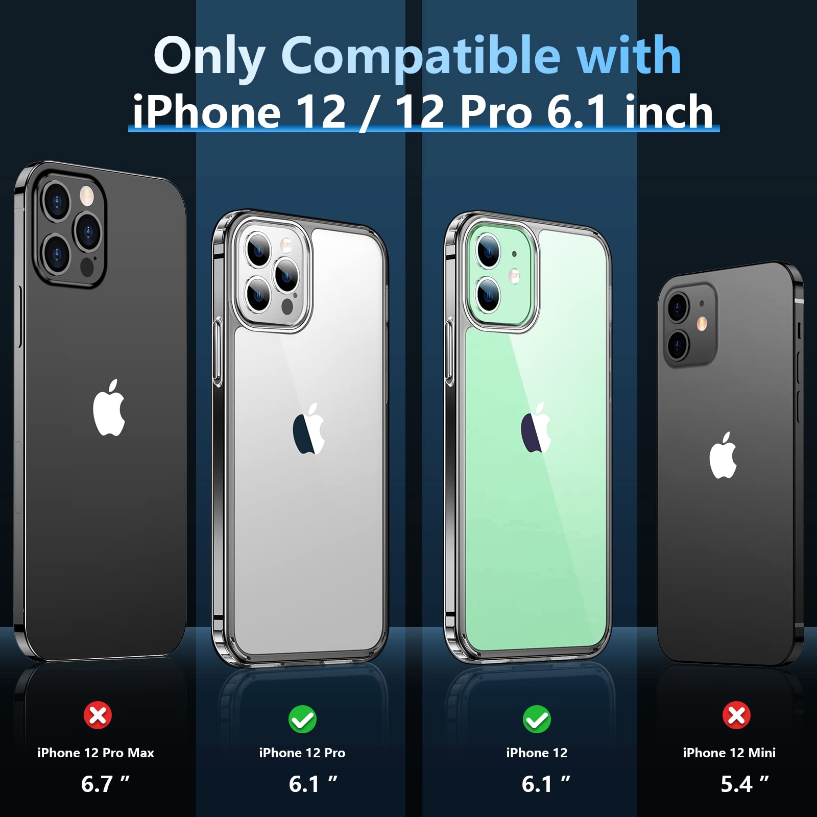Temdan for iPhone 12 Case for iPhone 12 Pro Case,[Ultra Slim] [Not Yellowing] Lightweight & Thin,Screen & Camera Protection, Shockproof Protective - Black