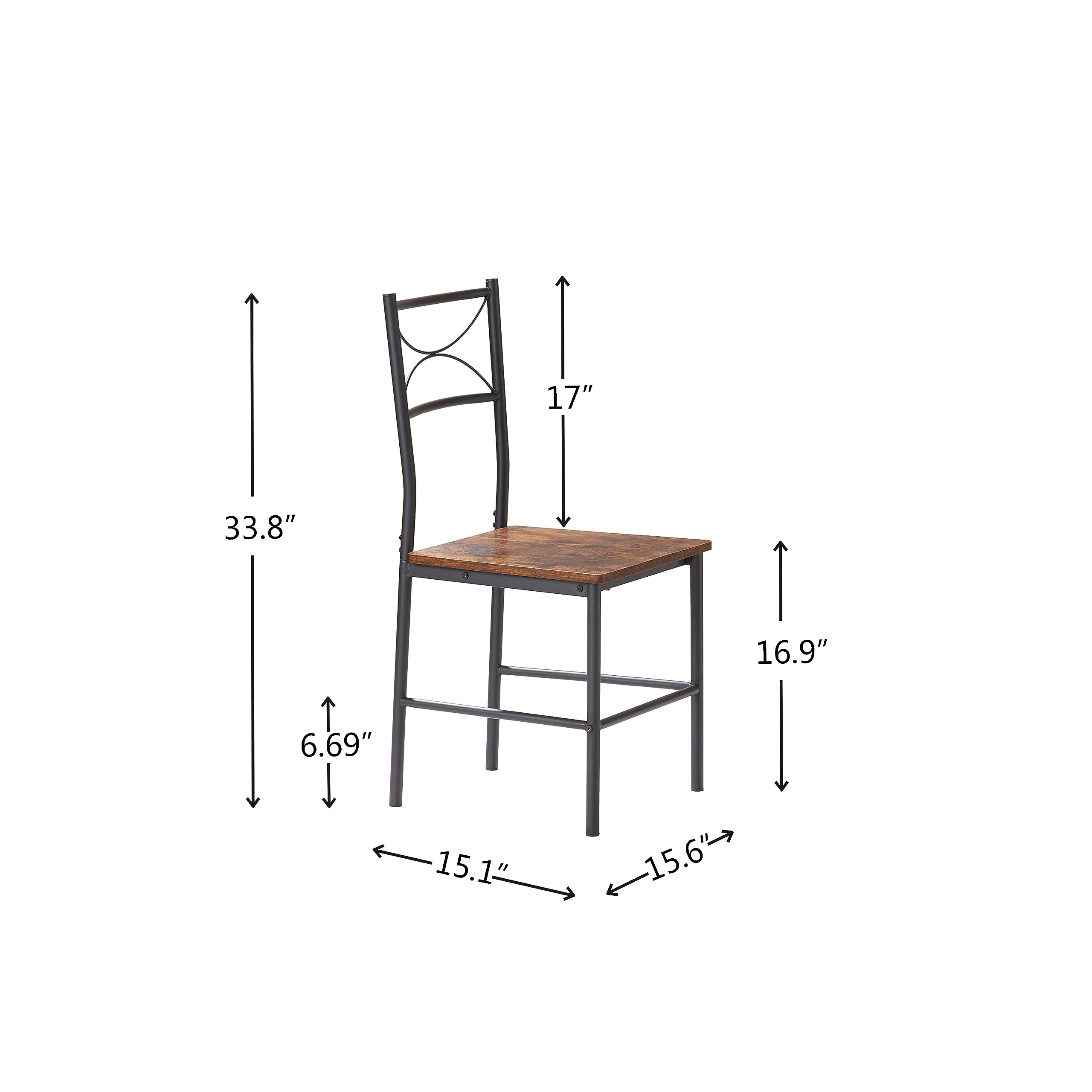 MEGOIVARTEN 3 Piece Small Square Dining Table Set for Kitchen Breakfast Nook, Pub Dining Set, Modern Square bar Table and Stools for 2, Wood Grain Tabletop for Compact Space w/Steel Frame
