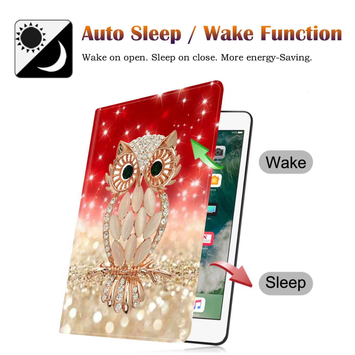 for Samsung Galaxy Tab A8 10.5 2022 Slim Case with Adjustable Stand Cover with Auto Wake/Sleep Smart Cover for Samsung Galaxy A8 10.5 Inch(SM-X200/X205/X207)- Owl on Pink Background