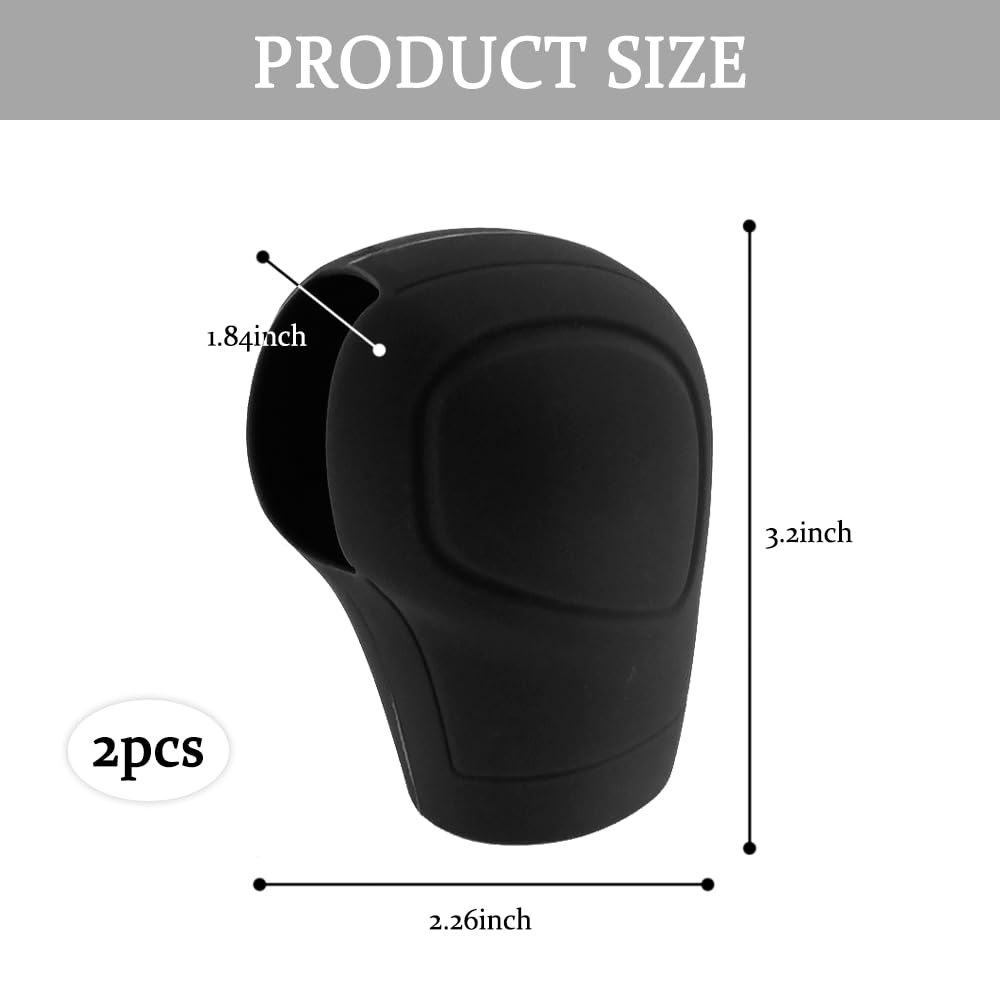 SSNNUU 2PcsSilicone Car Gear Shift Cover,Anti-Slip Automatic Gear Shift Knob Stick Protector for Man&Women Car Decor,Universal Interior Car Accessories for Car SUV Truck (Black), 2.20x1.84x3.15inch