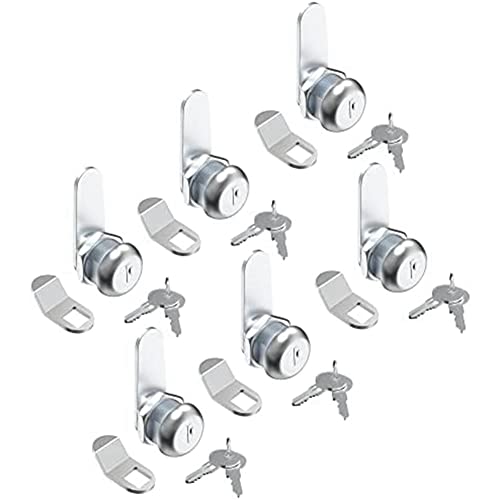 PRIZOM 6 Pcs Mailbox Lock, 5/8Inch Cabinet Locks and Cam Locks for Toolbox Keyed Alike, Secure Drawer and File Cabinet