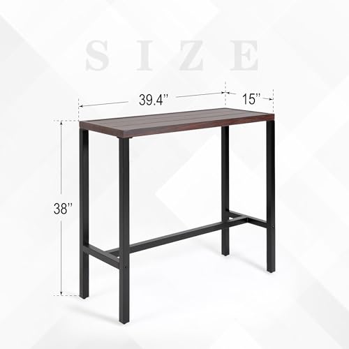 Anmutig Outdoor Bar Table 39.4 inch Height Bistro Table High Top Bar Metal Table with Waterproof Top for Hot Tub, Garden, Backyard, Indoor Brown