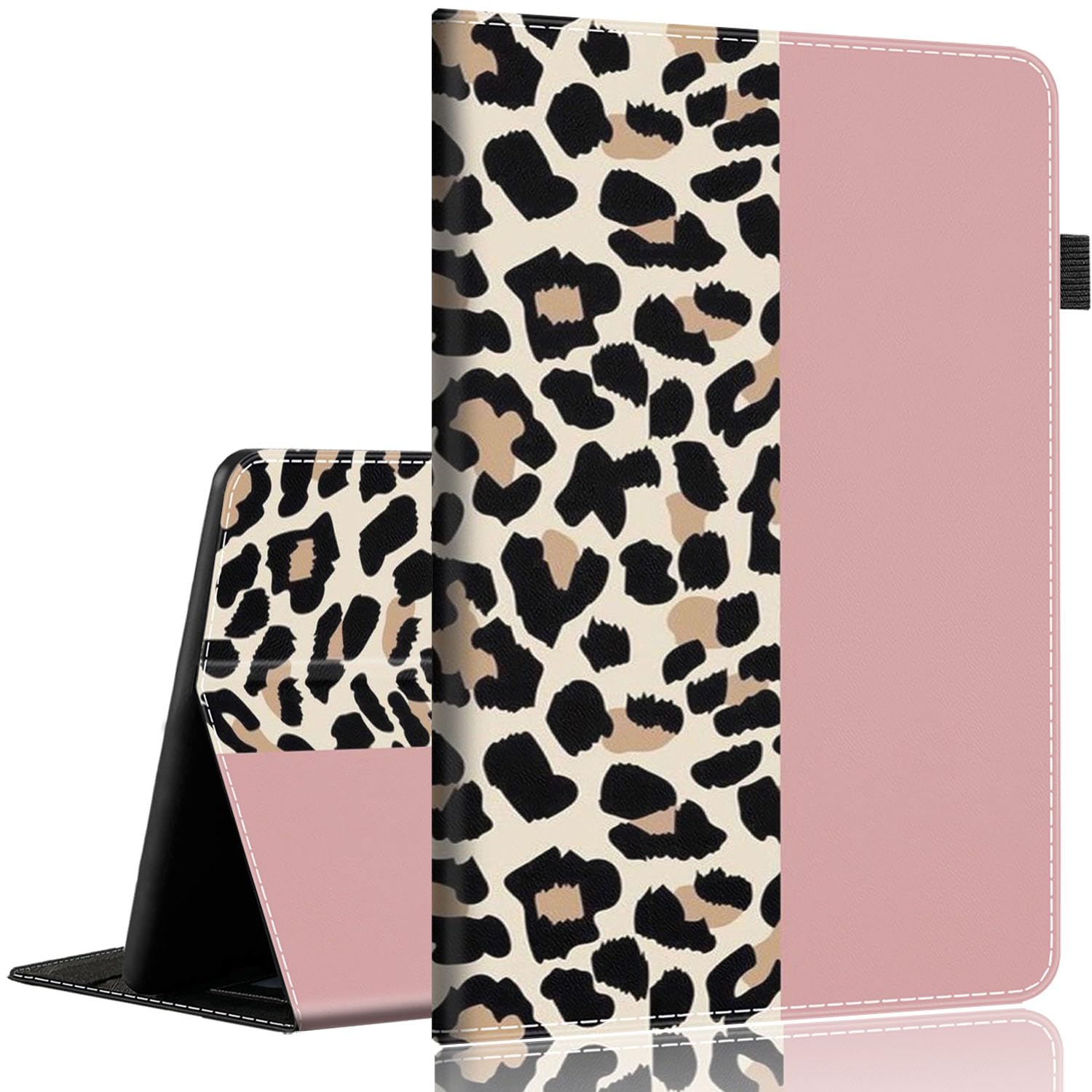 Case for Amazon Kindle Fire HD 8 Tablet 8"(12th/10th Generation, 2022/2020 Release) & HD 8 Plus Tablet，Slim Fit Foldable Standing Cover Case with Auto Sleep/Wake，Leopard Pink