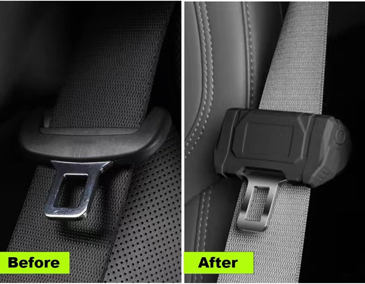 GODTERA Car Universal Seat Belt Clips Cover,Seat Belt Buckle Protector for Car, Anti-Scratch Silicon Seat Belt Buckle Protector (Black, Large Size)