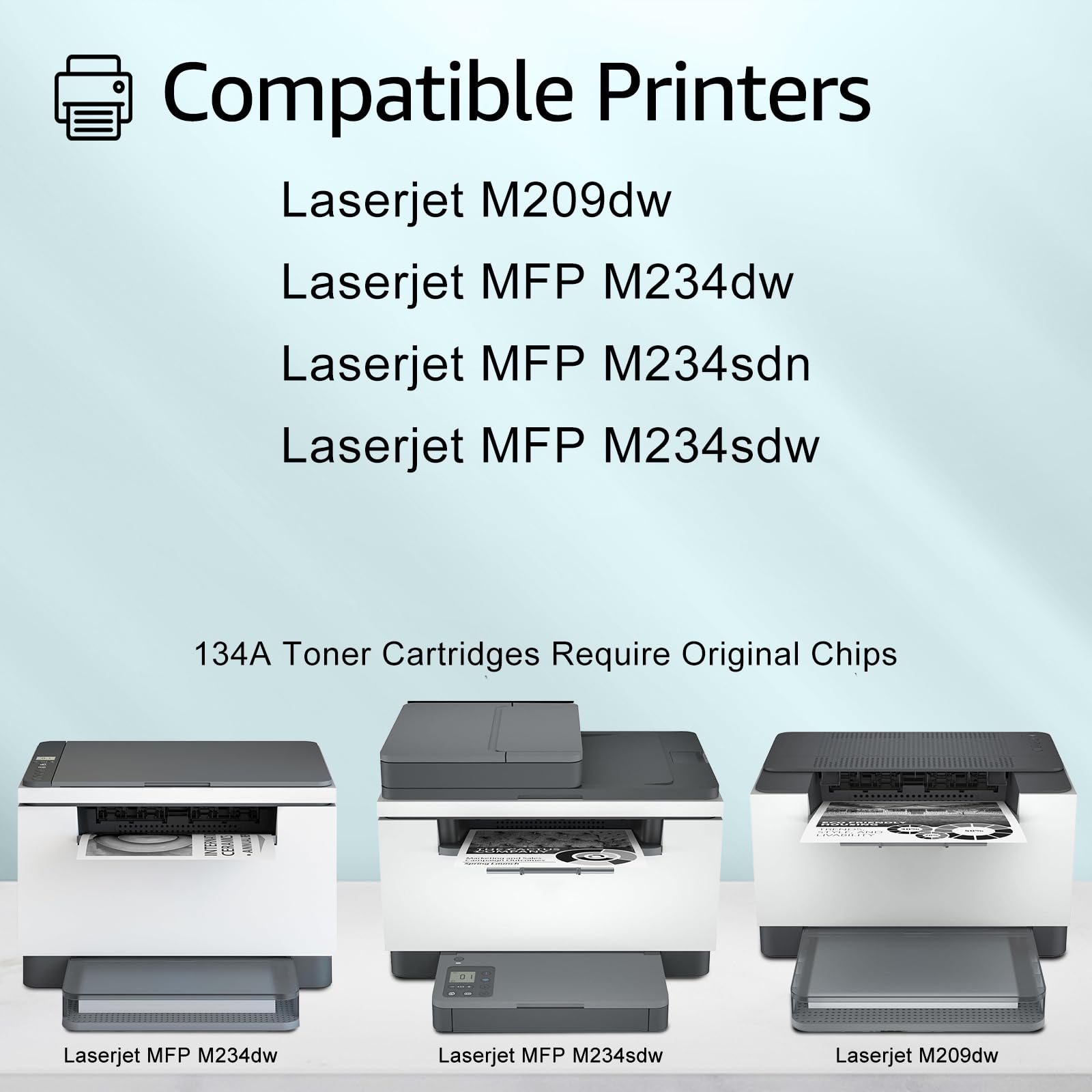 greencycle Compatible Toner Replacement for Hp 134A Black Toner Cartridge[Use Requires Manual Installation of OEM CHIP] Use for Laserjet M209dw MFP M234dw M234sdw M234sdn Printer(NO CHIP.2Pk)