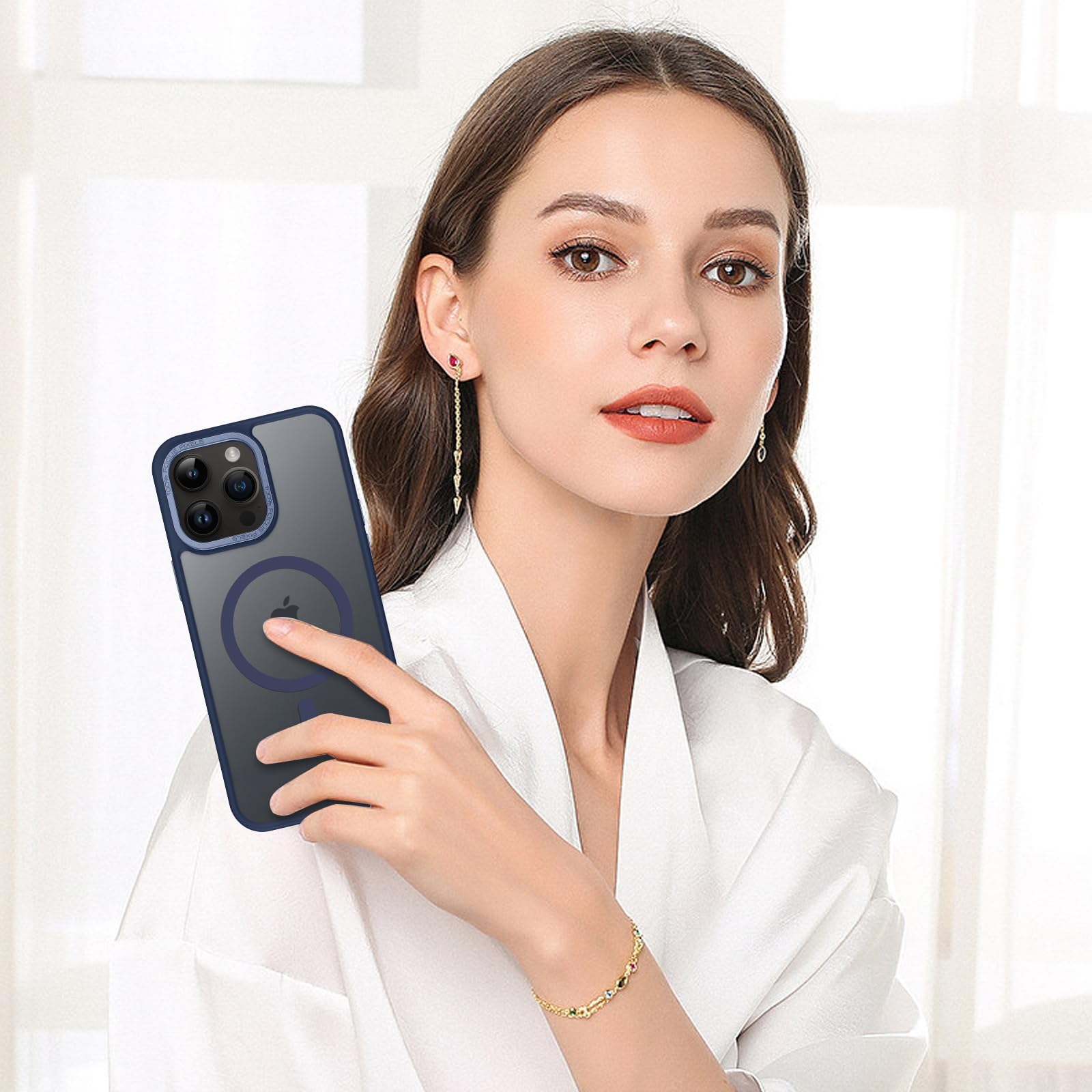BENTOBEN for iPhone 13 Pro Max Case,[Compatible with MagSafe] iPhone 13 Pro Max Magnetic Phone Case Translucent Matte Shockproof Women Men Protective Cover Case for iPhone 13 Pro Max 6.7",Navy Blue