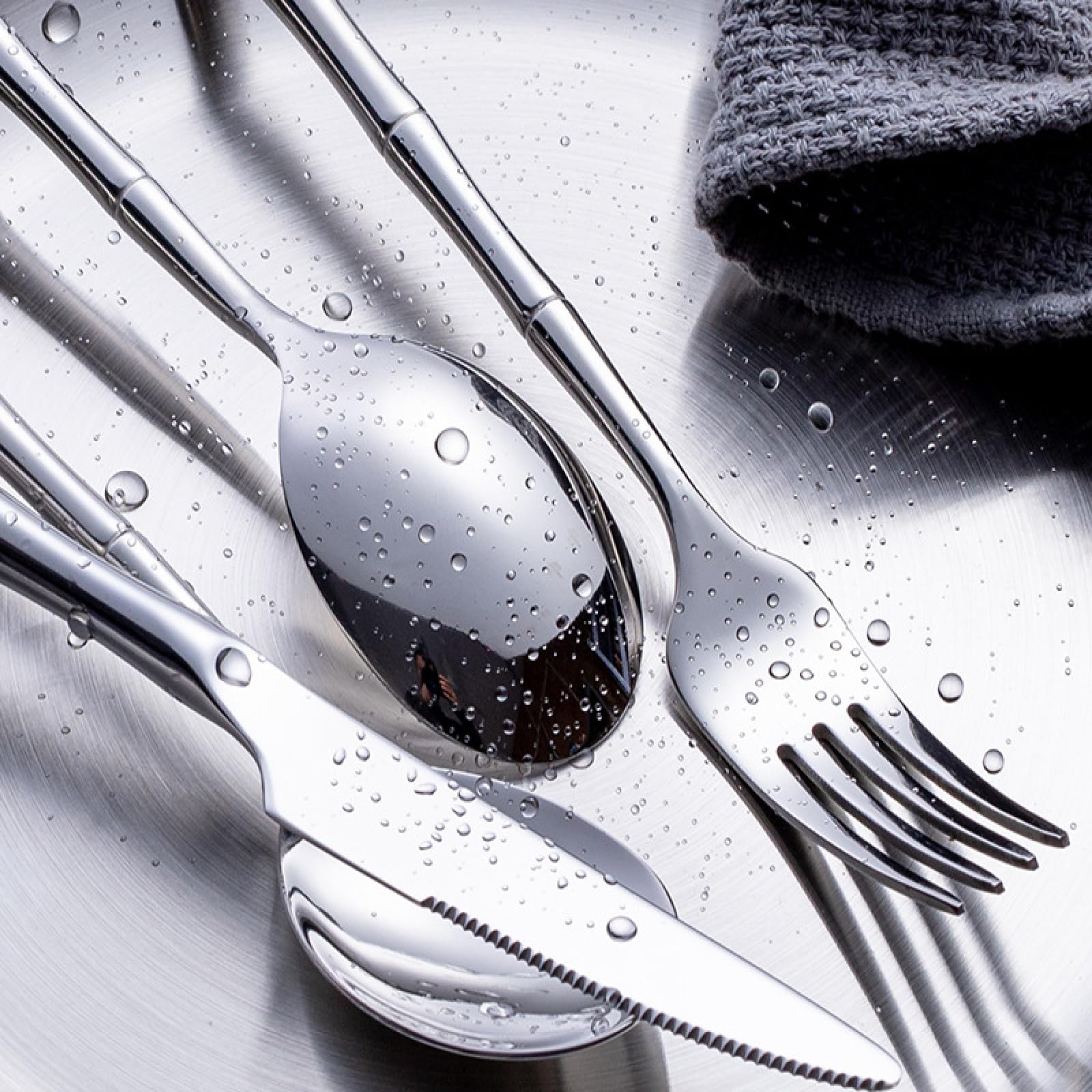 Bamboo Stub Handle Stainless Steel Cutlery Set Western Dinner Knife Fork Spoon Steak Knife Fork Spoon