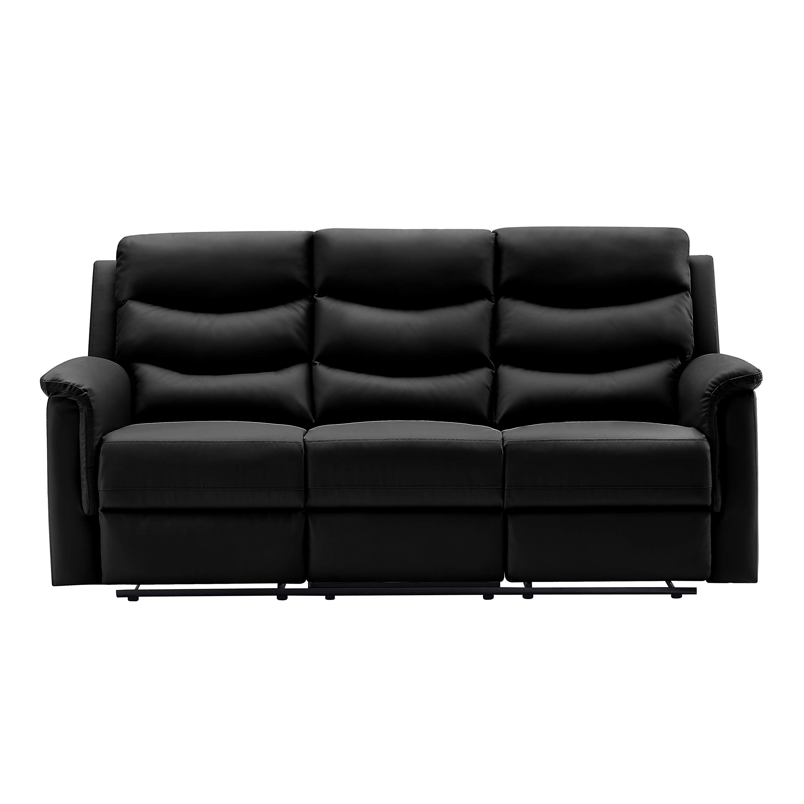 Verfur 3 Seater Double Recliner Sofa w/Drop-Down Table, Faux Leather Manual Reclining Loveseat Couch with Center Storage Console,Home Theater Seating with Cup Holders and Armrest for Living Room