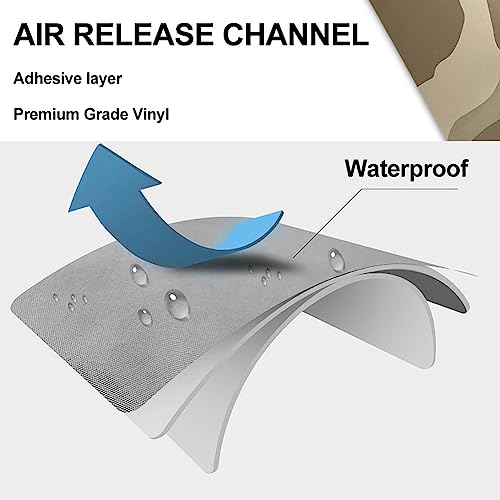 Camo Vinyl Wrap for Car, 5ft×3.2ft Self-Adhesive Waterproof Scratchproof DIY Wrapping Material for Car, Truck, Vehicle, Motorcycle, Computer, Desk (Desert Styles)