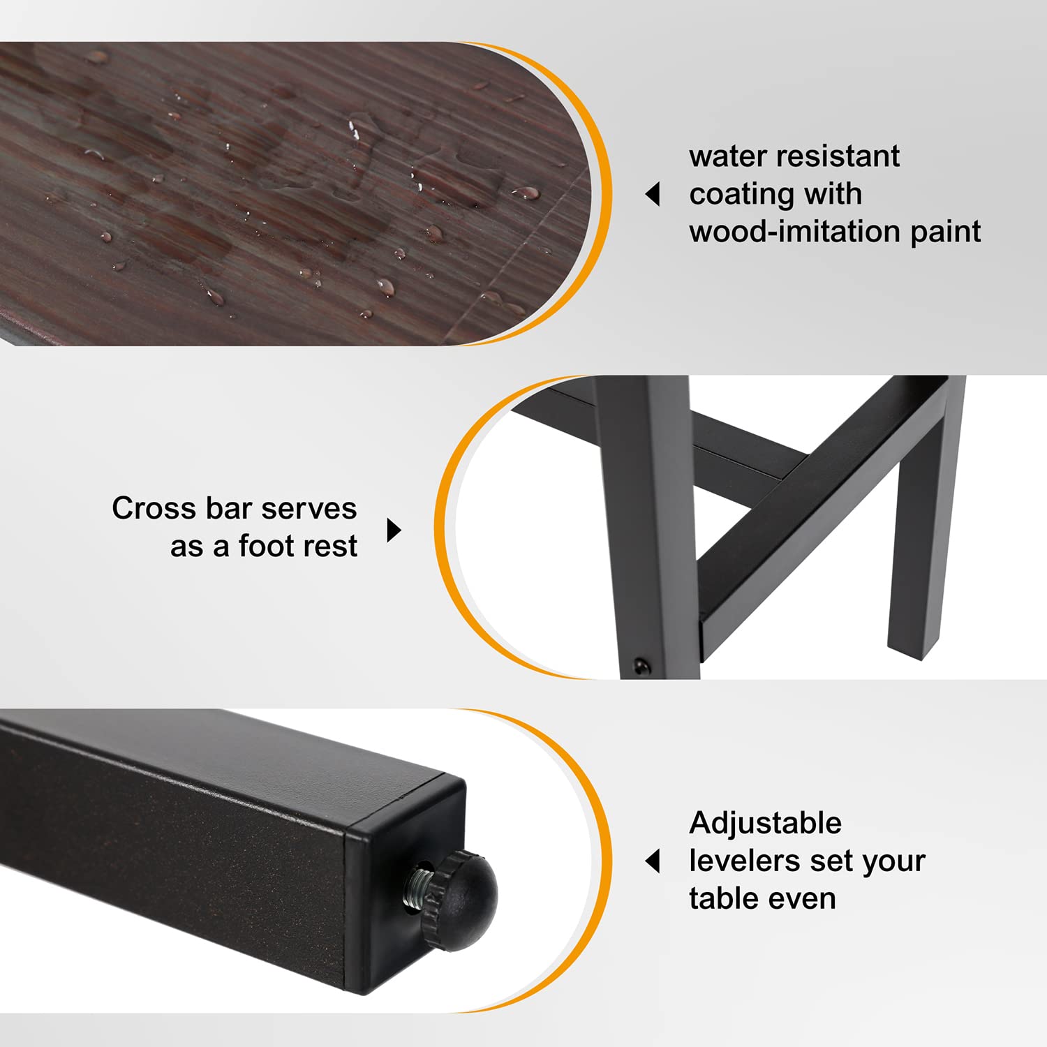 Anmutig Outdoor Bar Table 53.1 inch Counter Height Bar Metal Table with Waterproof Top for Hot Tub, Garden, Backyard, Indoor Brown
