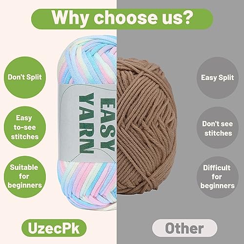 4x50g Rainbow Beginners Crochet Yarn for Crocheting Knitting Multicolor Cotton Crochet Yarn for Beginners with Easy-to-See Stitches Chunky Thick Yarn for Beginners Crochet Kit