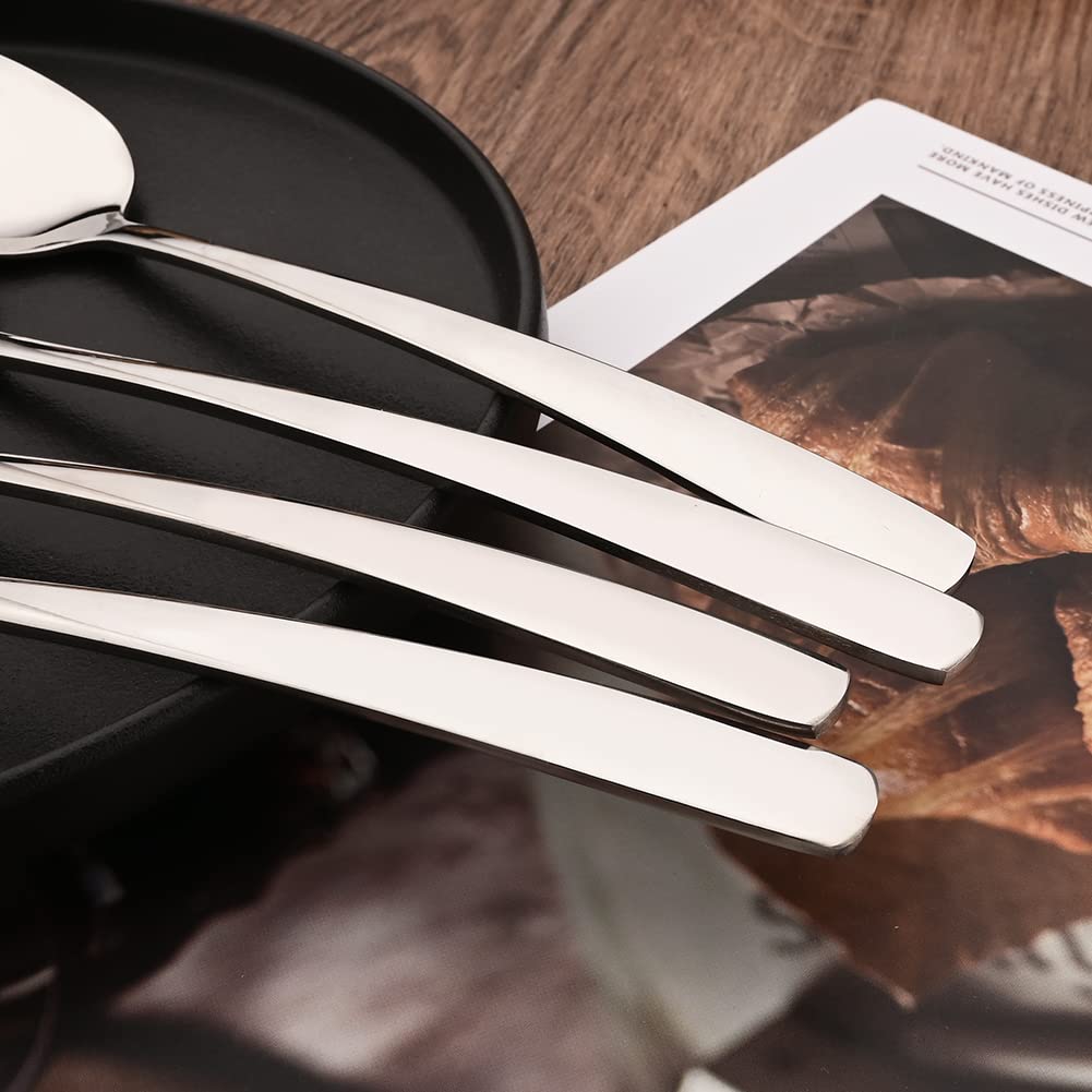 Flatware Set For 4 With Steak Knives, Uniturcky 24 Pcs 304 (18/8) Stainless Steel Silverware Cutlery Utensils Sets, Mirror Finished Forks Spoons and Knives Set, Dishwasher Safe