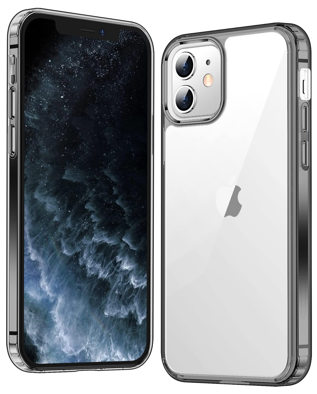 Temdan for iPhone 12 Case for iPhone 12 Pro Case,[Ultra Slim] [Not Yellowing] Lightweight & Thin,Screen & Camera Protection, Shockproof Protective - Black